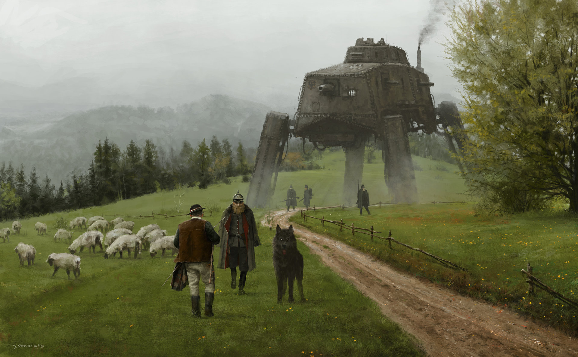 jakub-rozalski-1920-like-a-wolf-among-sheep | The Charnel-House